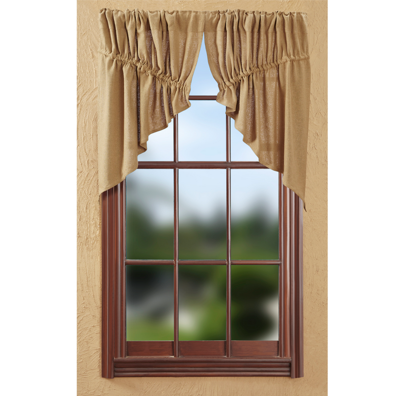 Burlap Natural Prairie Swag Curtain – DL Country Barn