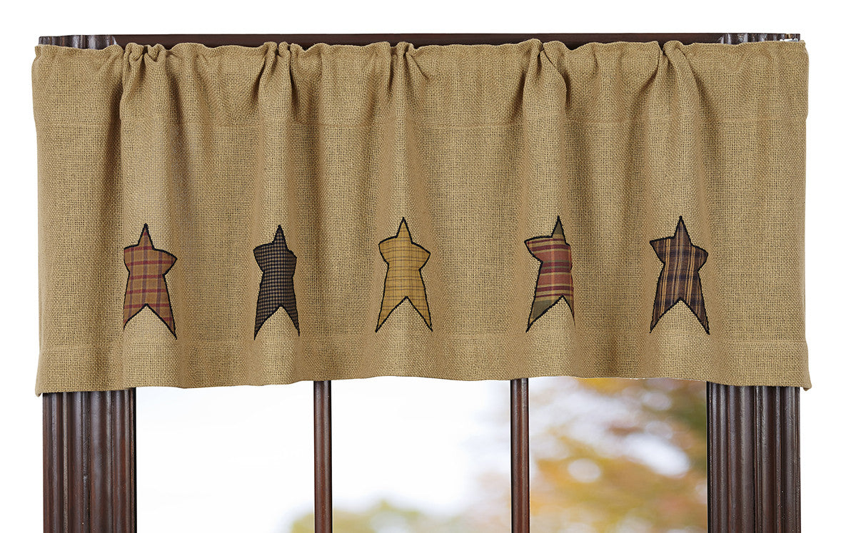 Stratton Burlap Appliqued Star Valance – DL Country Barn
